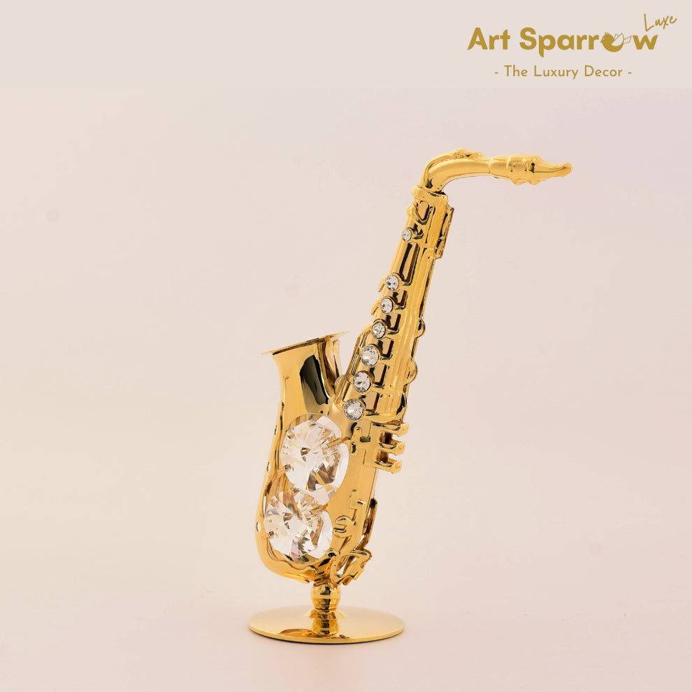 Golden Saxophone Musical Instrument Decor Showpiece | Art Sparrow Luxe