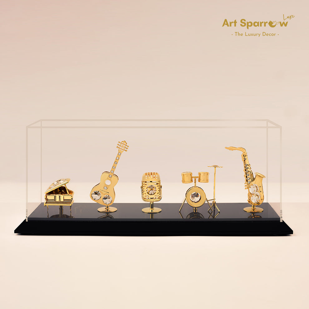 Golden Musical Instruments Decor Showpiece (set of 5) | Art Sparrow Luxe
